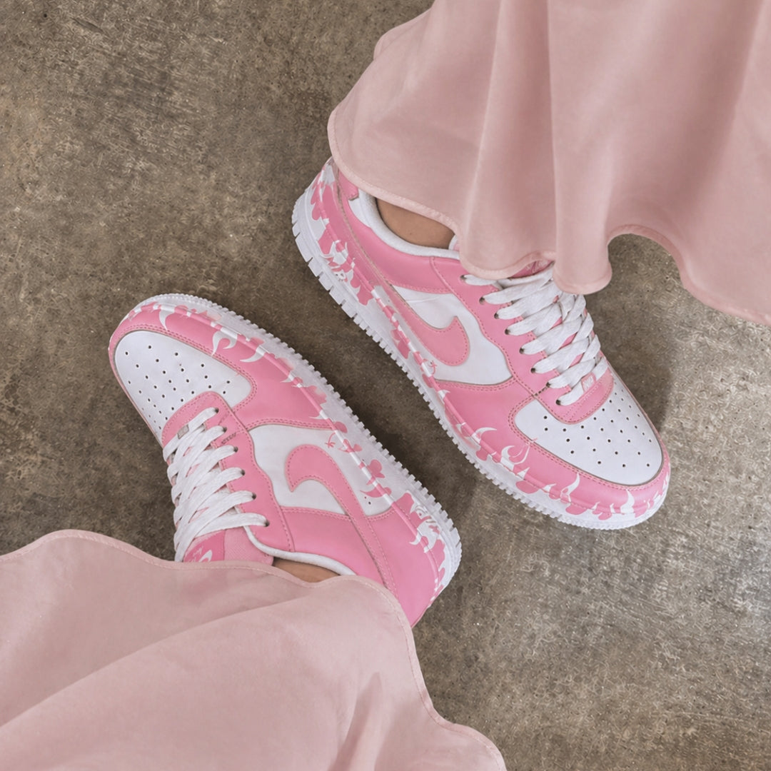 Shop Custom Air Force 1 Blush Rose Cloud Flame Trainers – Double Boxed