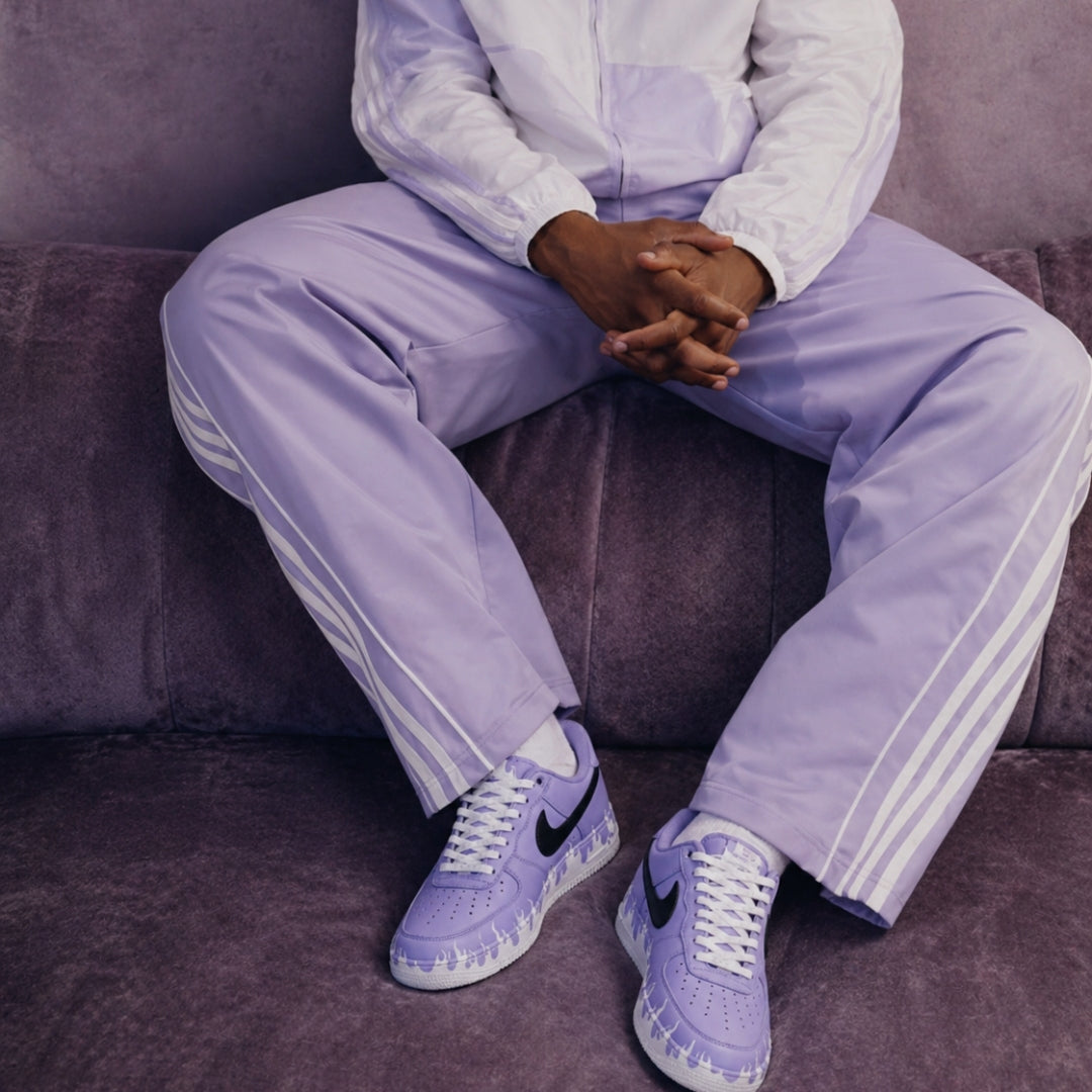 Shop Custom Air Force 1 Lilac Mist Flame Drip Trainers – Double Boxed
